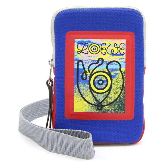 Loewe | Bags | Loewe Phone Pouch 71844 Blue Red Canvas Shoulder ...